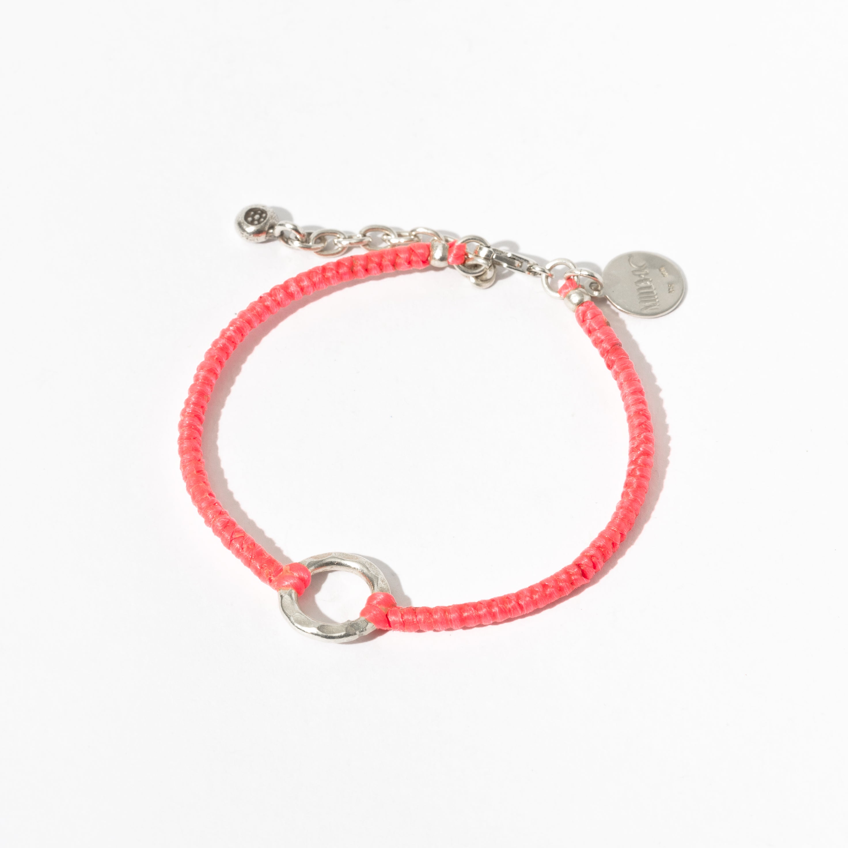 SILVER & CORD-BRACELET-0013 CERISE – www.milla-jo.com